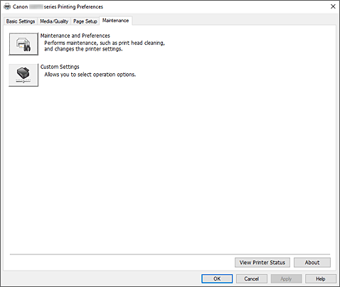 Canon : Руководства по устройствам Inkjet : G3030 series : Описание вкладки Обслуживание
